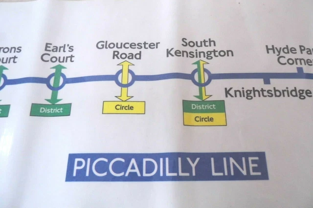 VINTAGE LONDON UNDERGROUND PICCADILLY Line Carriage MAP original unused ...