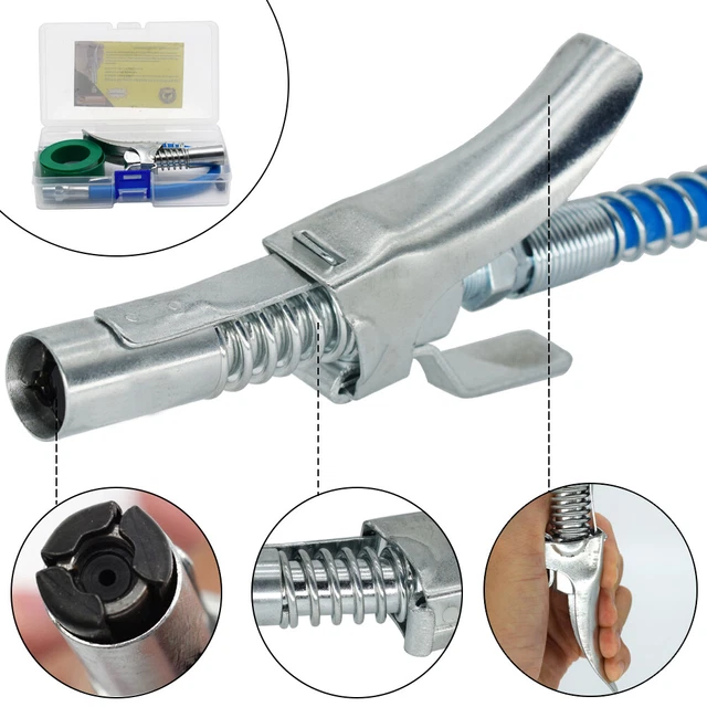 10000PSI HEAVY-DUTY GREASE Gun Coupler Quick Release Lock On Coupling ...