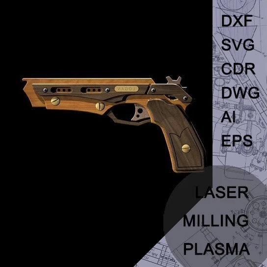 RUBBER GUN DXF SVG CDR file Vector for CNC Plasma Router Laser Cut £1. ...