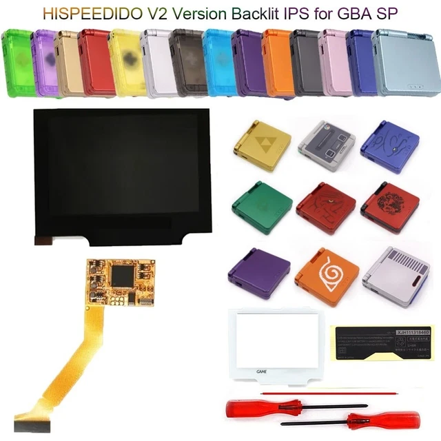 HISPEEDIDO V2 IPS Back light Screen LCD Replacement Kits For GBA SP w ...