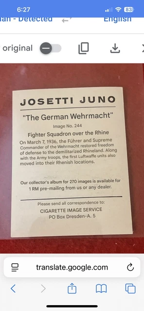 1930S JOSETTI JUNO “The German Wehrmacht” FIGHTER SQUADRON OVER RHINE ...