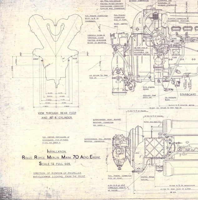 DRAWINGS DISEGNI COMPLESSIVO Rolls Royce Merlin Mk70 1944 - DVD EUR 8 ...