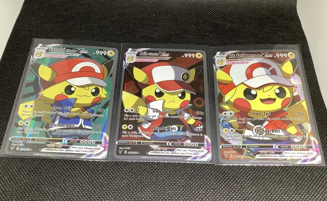 CUSTOM PIKACHU COSPLAY Set Ash Ketchum Red Satoshi Shiny Holo Pokemon Cards NM A £12.99 ...