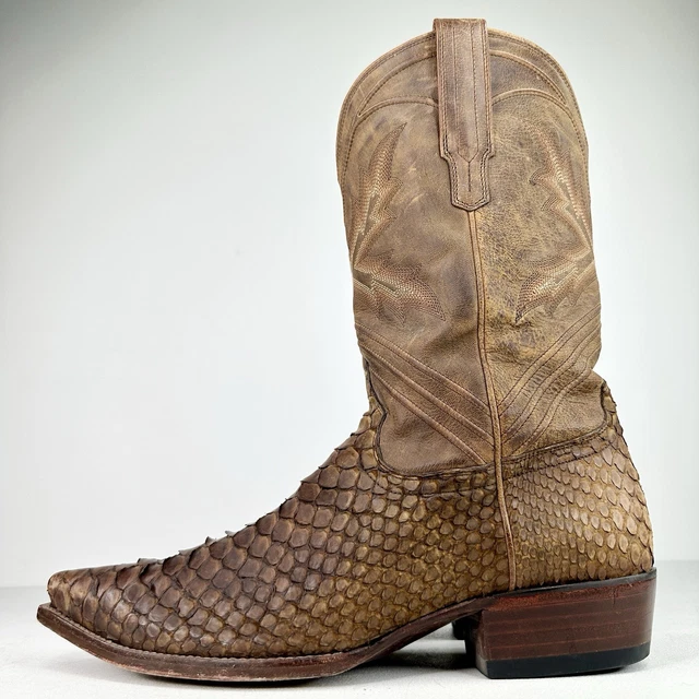 TECOVAS “THE GARRETT” Brown Python Belly Cowboy Boots🐍 | Men's 12D £259 ...