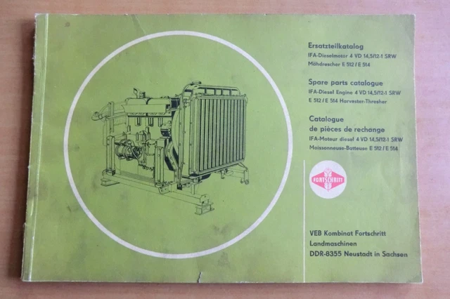 ERSATZTEILLISTE IFA MOTOR 4VD14,5/12-1 SRW Mähdrescher E512 514 ...