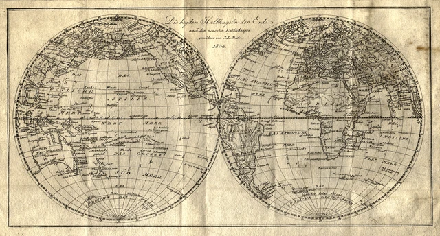 WORLD MAP ORIGINAL engraving map Bode 1804 £240.94 - PicClick UK