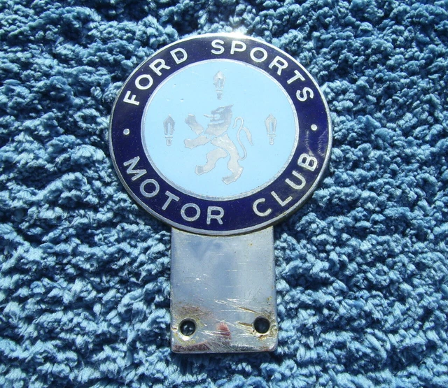 VINTAGE 1950S FORD SPORTS MOTOR CLUB CAR BADGE~DAGENHAM V8 EARLY RS ...