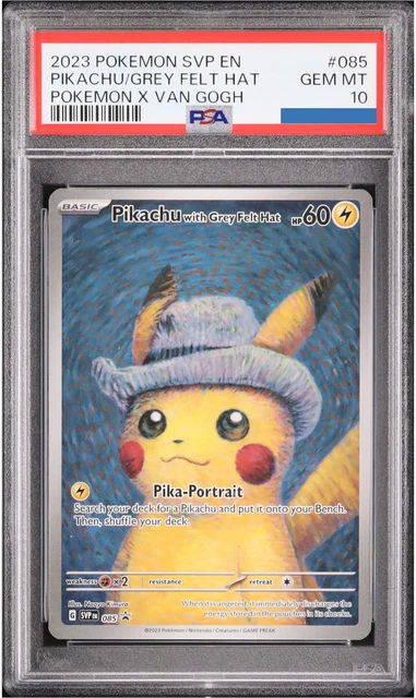 POKEMON X VAN Gogh Museum Pikachu With Grey Felt Hat 085 Promo. PSA 10 ...