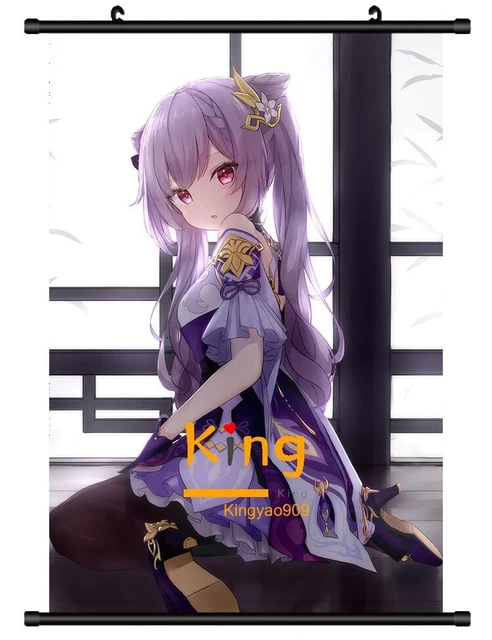 KEQING こくせい GENSHIN Impact Anime 90x60CM Wall Decoration Scroll Poster ...