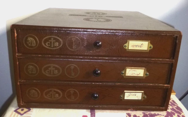 THIRIEZ & CARTIER Bresson. Ancien meuble casier de mercerie 3 tiroirs ...
