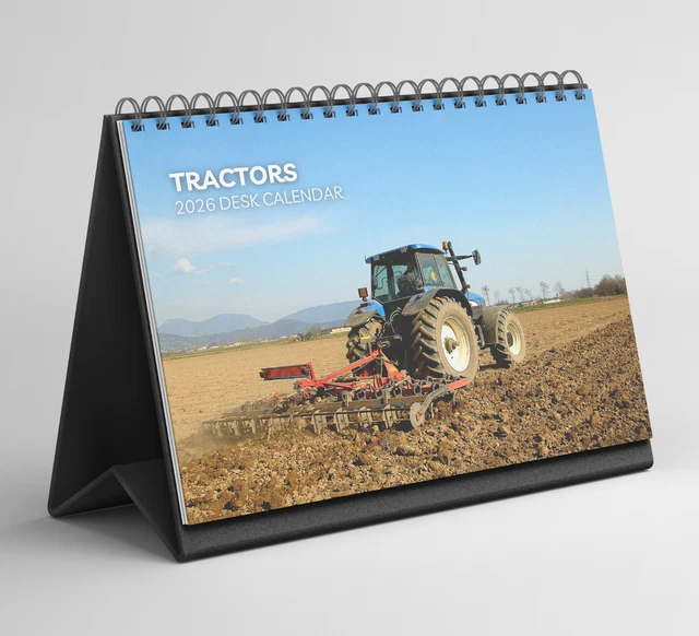 TRACTORS DESK CALENDAR 2026-2027: Standing Flip Desktop Calendar £14.99 ...