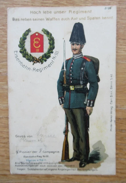 ALTE REGIMENTS POSTKARTE Eisenbahn Regiment Nr. 3 / Hanau 1912 EUR 24 ...
