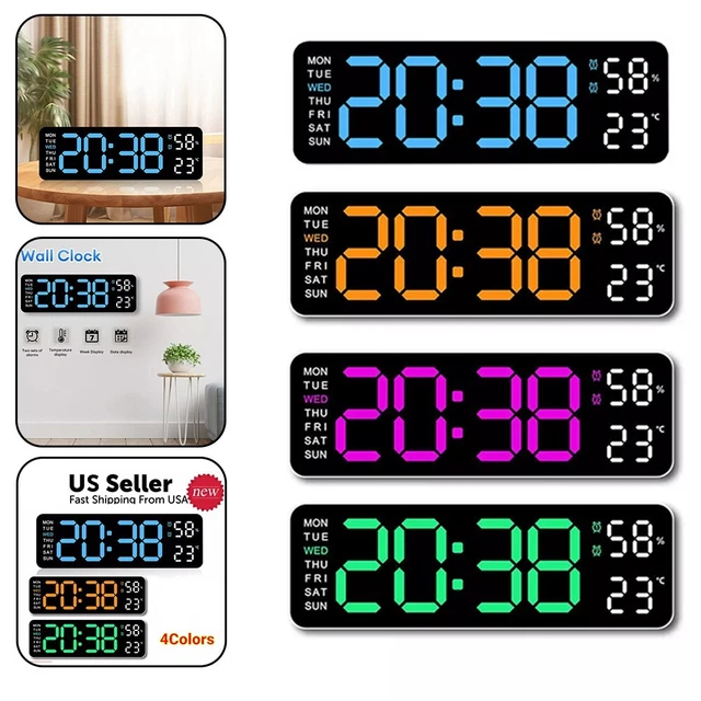 EASY TO READ Digital Clock with Large Numbers Calendar and Temperature ...
