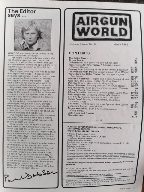 AIRGUN WORLD MAGAZINE March 1982 gc £7.05 - PicClick UK