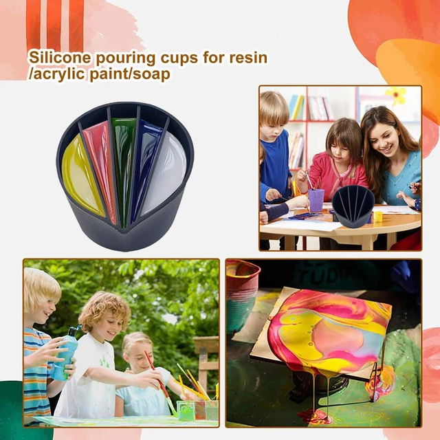 UKETO SPLIT COLOR Mixing Cups Kit for Paints, Soft Silicone Cups ...