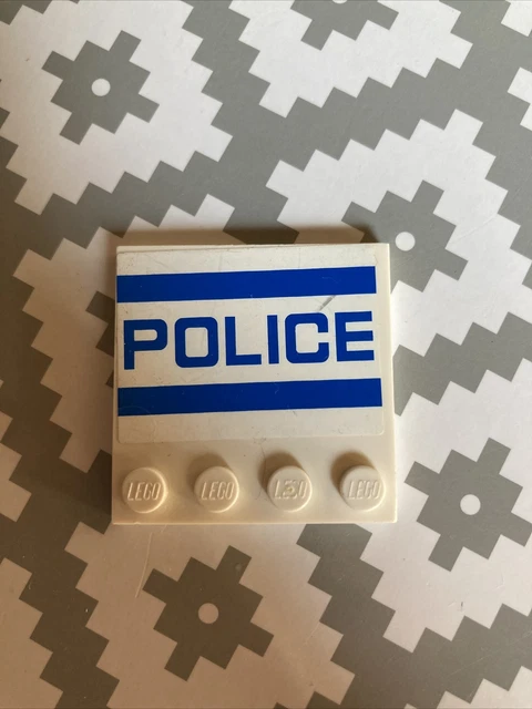 LEGO WHITE ‘POLICE’ Modified 4x4 Tile With Studs On Edge 6179 £0.15 ...