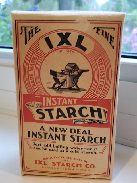 ANTIQUE BOX OF starch, IXL Instant Starch, Keokuk, Iowa, sealed box ...