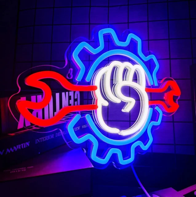 WRENCH NEON SIGN for Wall Decor LED Neon Light Suitable for Garage £32. ...