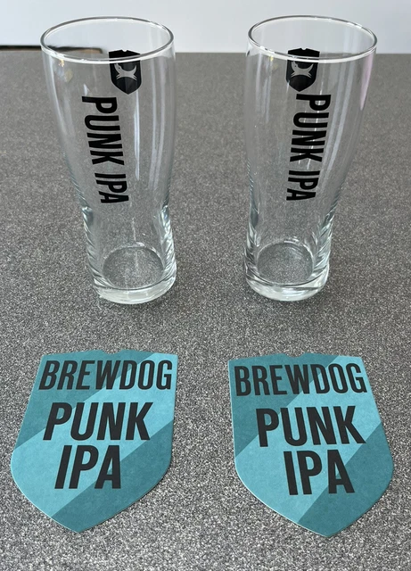 BREWDOG PUNK IPA Pint Glasses X 2 Plus 2 Beer Mats - New Design £14.95 ...