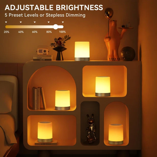 NIGHT LIGHT, 3000MAH Rechargeable Touch Dimmable LED Lamp, Silver £19. ...