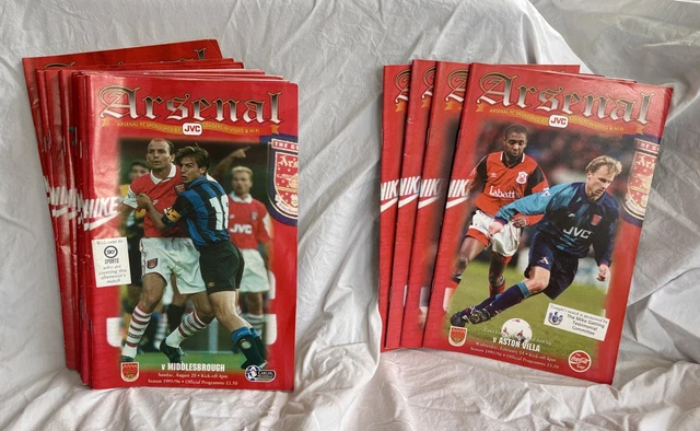 ARSENAL 1995/96 HOME Matchday Programmes Set of 21 (Near Complete) All ...
