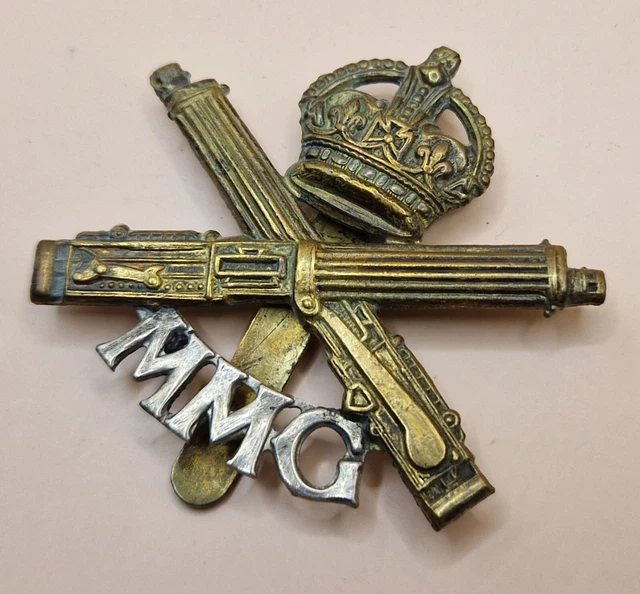 WW1 BRITISH ARMY Cap Badge The Motor Machine Gun Corps Brass + White ...