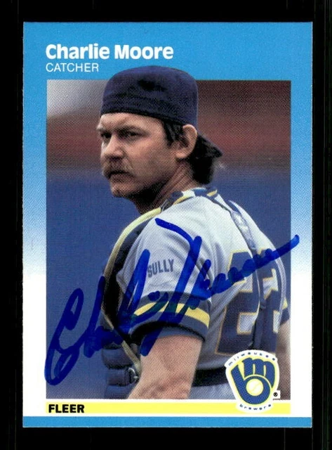 CHARLIE MOORE SIGNÉ 1987 Fleer #351 Sur Carte Auto - Milwaukee Brewers ...