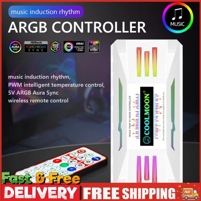 COOLMOON ARGB CONTROLLER 4 Pin PWM 5V 3 Pin Cooling Fan Wireless Remote ...
