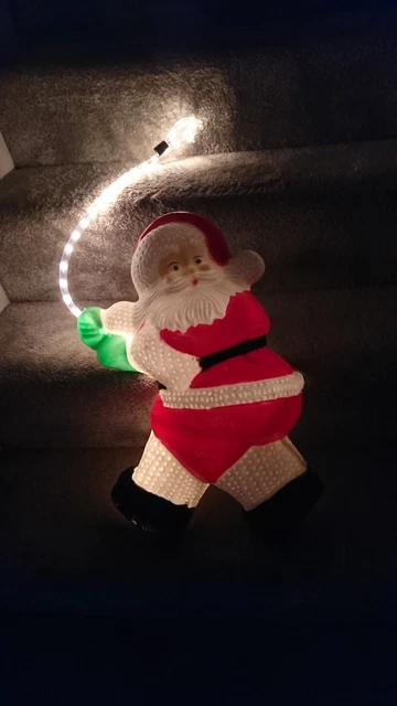 RARE VINTAGE BLOW Mold Santa 21" On Rope Light Outdoor Or Indoor Plz ...