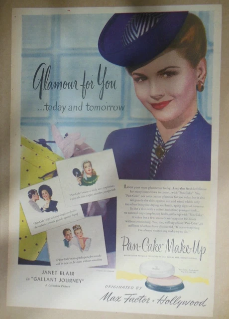 MAX FACTOR MAKE-UP Ad: Movie Star Janet Blair from 1940's Size: 11 x 15 ...