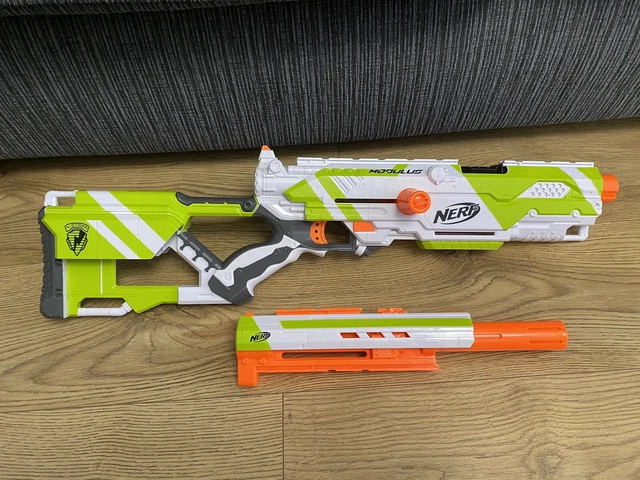 NERF MODULUS WHITE Longstrike Sniper Blaster Cs-6 RARE 2x Mags Scope ...