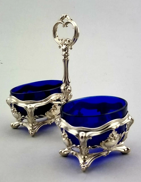 SALIERE GEWÜRZSCHALE 950ER Silber Saleron Minerva Frankreich Kobalt Glas (P61-2 EUR 325,00 ...