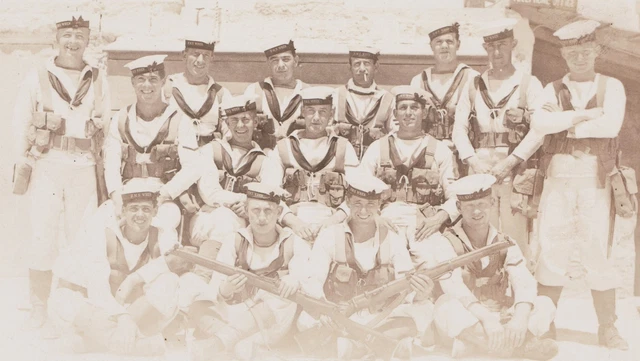 1929 RPPC PHOTO Royal Navy Rifle Platoon HMS Wren Sailors Military Post ...