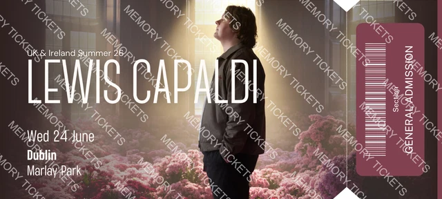 LEWIS CAPALDI SUMMER 2026 Tour Mock Ticket Personalised Gift Keepsake £ ...