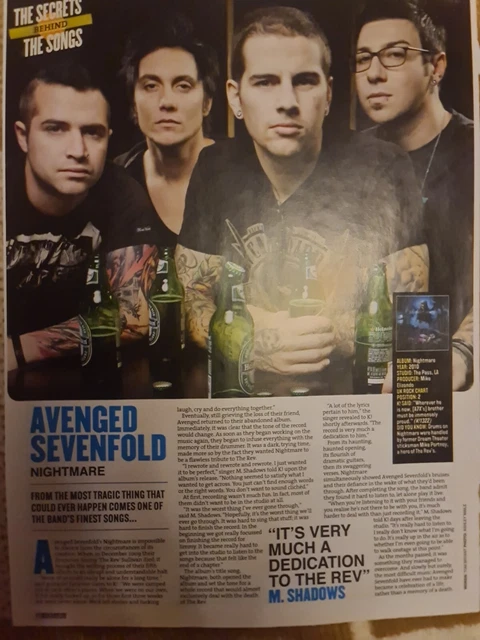 AVENGED SEVENFOLD NIGHTMARE A4 Poster Kerrang Magazine Uk £3.49 ...