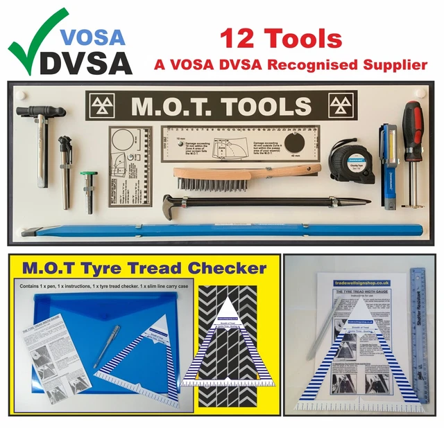 H/DUTY 12 MOT Tools Shadow Board Straight Bar & Tyre Tread Checker Vosa ...