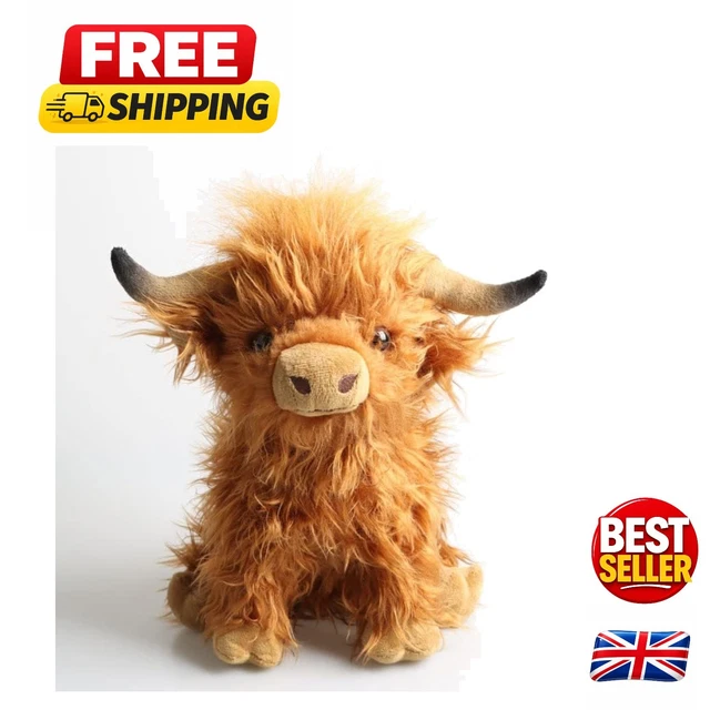 10-INCH HIGHLAND COW Plush Toy - Realistic Soft Brown Animal for Home ...