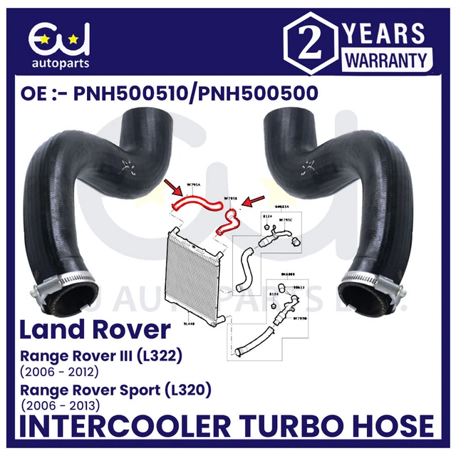 FOR RANGE ROVER Sport L322 3.6 Upper Intercooler Hose Pipe Pnh500500 ...