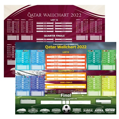 FOOTBALL WORLD CUP 2022 Planner Poster Wall Chart Qatar 2022 Large A2 ...