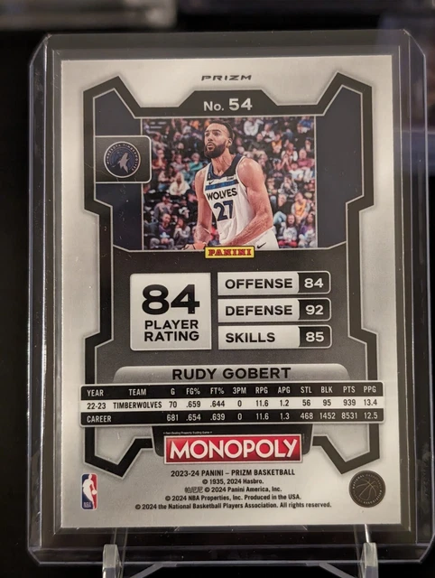 RUDY GOBERT 2023-24 Panini Prizm Monopoly violet Wave Prizm #54 ...