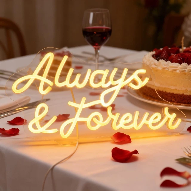 LED ALWAYS AND Forever Neon Sign USB Powered with Dimmer Switch Neon ...
