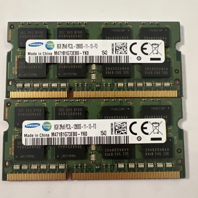 SAMSUNG 16GB(2X8GB) 2RX8 PC3L-12800S DDR3 Laptop Memory M471B1G73EB0 £13.80 - PicClick UK