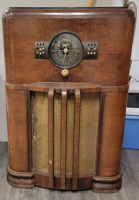 VINTAGE 1939 ZENITH Console Floor Radio Model 8S359 Needs Restoration ...