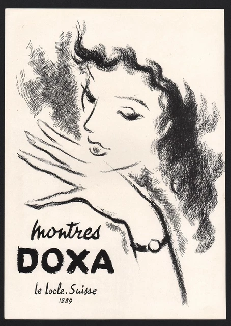 PUBLICITÉ 1951 MONTRE DOXA LE LOCLE Suisse dessin visage femme pub EUR ...