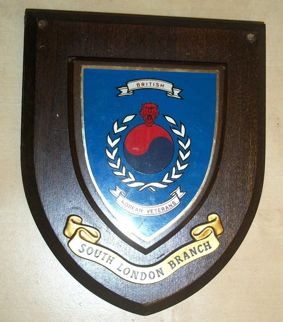 BRITISH KOREAN VETERANS London Regimental Plaque Shield Wall vintage painted £14.15 - PicClick UK