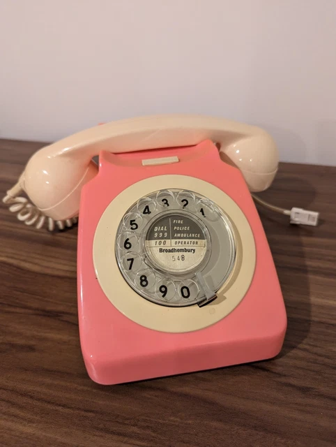 WORKING VINTAGE ROTARY Phone in Pink & Cream Circa 1981 with RJ45 plug ...