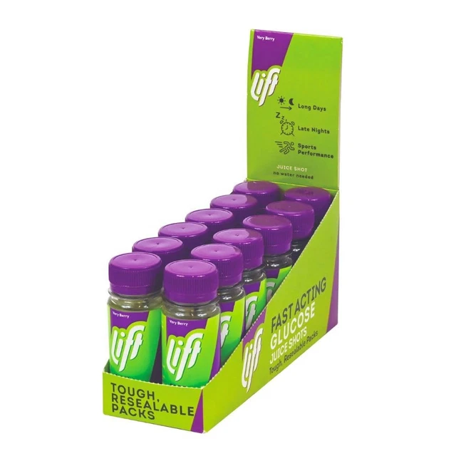 LIFT FAST-ACTING GLUCOSE Energy Juice Shots, Very Berry, 12 Pack of 60 ...