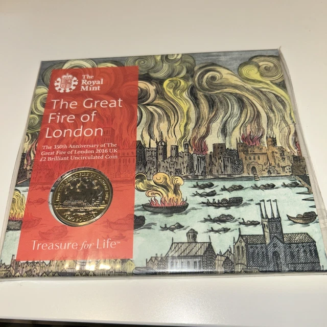 2016 THE GREAT Fire of London £2 Two Pound Coin BU Royal Mint Pack ...