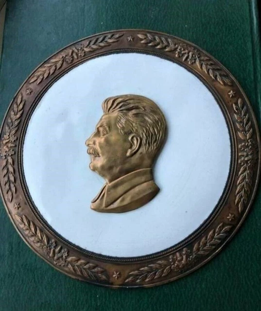 RUSSIAN SOVIET USSR Plate Joseph Stalin Metal Enamel Wall Plaque ...