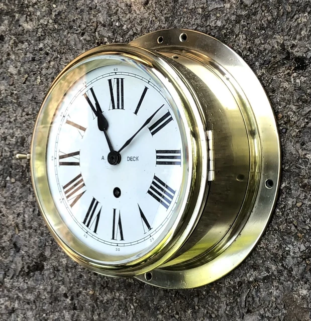 VINTAGE SHIPS BULKHEAD Clock, Nautical, Brass Drum Maritime Wall Clock ...